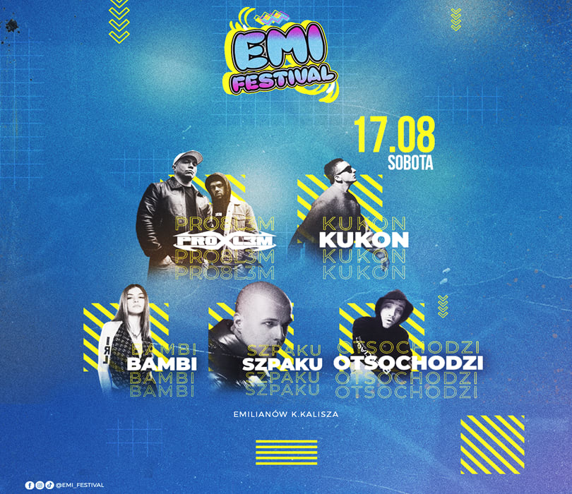 EMI Festival | PRO8L3M × KUKON × BAMBI x SZPAKU × OTSOCHODZI , Bilety na Koncerty, Emilianów ...